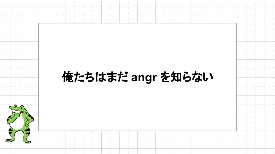 俺たちはまだ angr を知らない(Z3py も追記中) - かえるのひみつきち